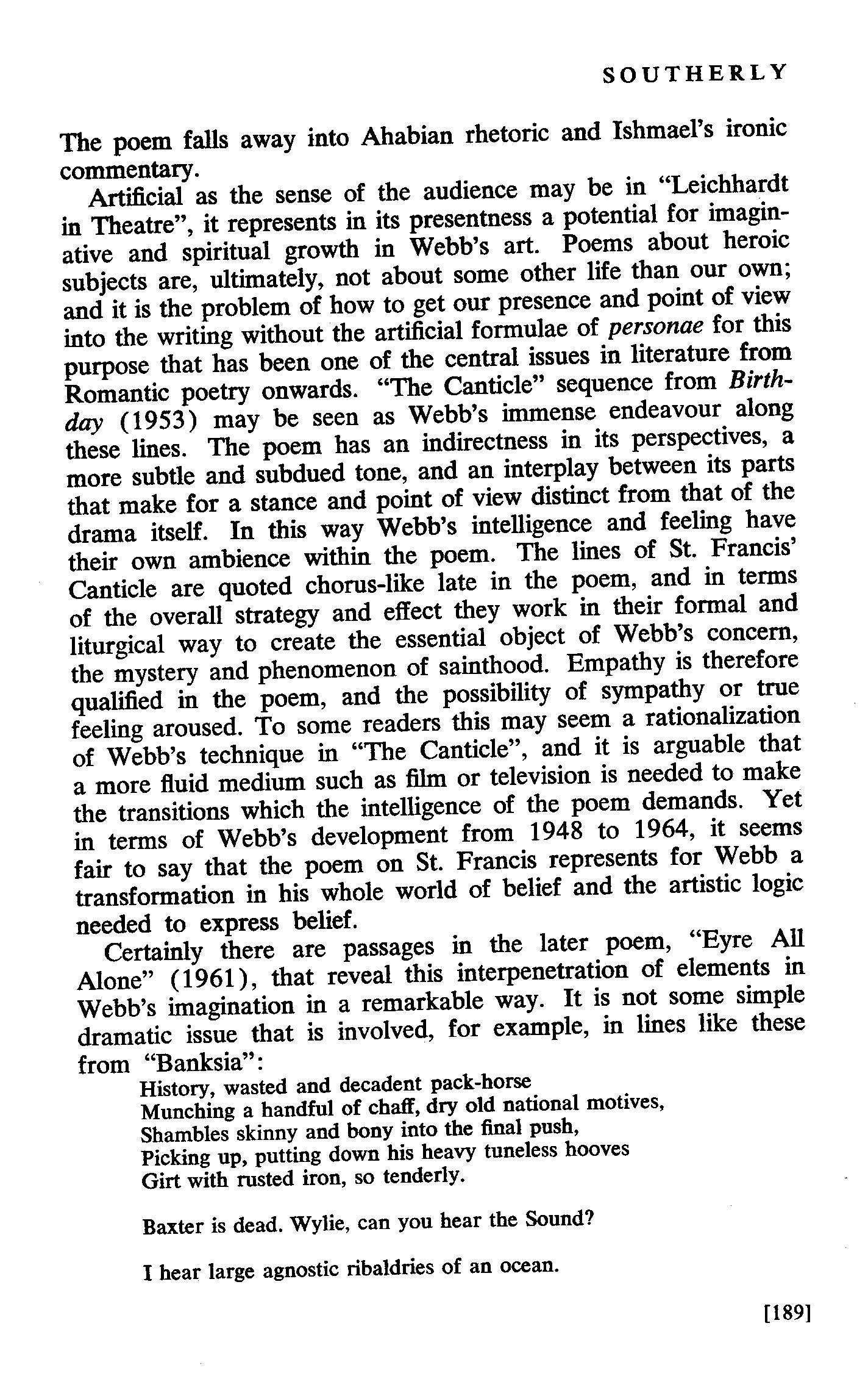 The Poetry of Francis Webb – James Tulip- Writings